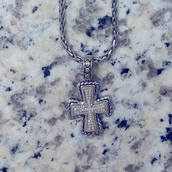 Effy | Jewelry | Effy Diamond 8k Gold And Sterling Silver Cross Pendant ...